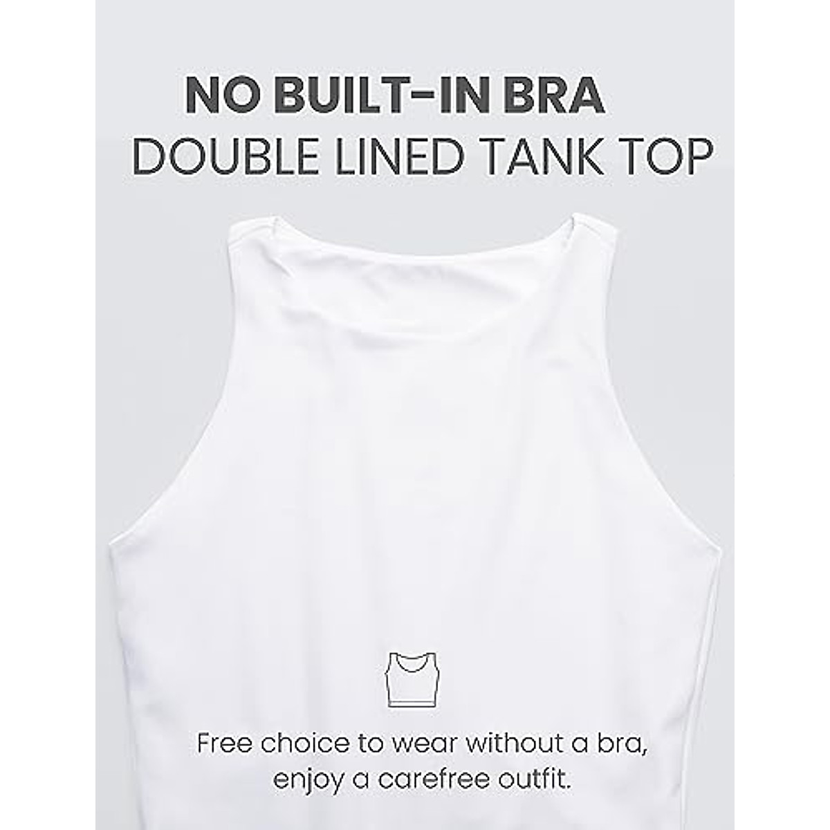 CRZ YOGA Womens Butterluxe Double Lined Cropped Tank Tops High Neck Racerback Tanks Sleeveless Casual Workout Crop Top White Medium