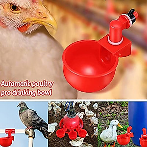 DIY Automatic Chicken Feeder and Waterer Set, 4PCS No-Waste Feeder Port,2 PCS Automatic Waterer Cup, 2 PCS Horizontal Chicken Nipples Waterer