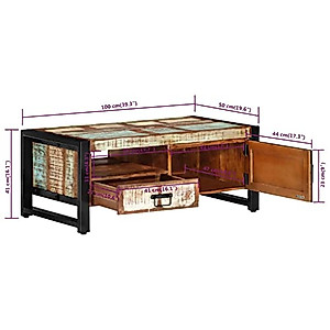 QJBSAVVA Coffee Table 39.4"x19.7"x16.1" Solid Wood Reclaimed,Bedside Tables Side Tables End Tables Entrance Tables Suitable for Meeting Rooms, Reception Rooms, Offices