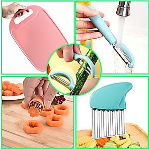 Yinmazzsan 9 Pcs Kid Safe Knives Cooking Set,Montessori Kitchen Tools for Toddlers， Kids Cooking Sets Real，Serrated Edges Toddler Knife Kids Knives for Cooking & Cutting Fruit, Bread, Vegetable