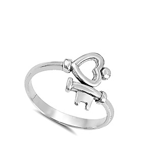 Heart Key Love Promise Ring New .925 Sterling Silver High Polish Band Size 7