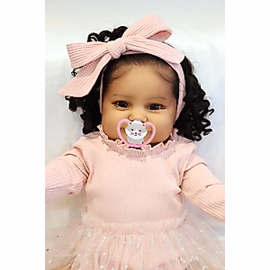 Angelbaby Reborn Real Life Baby Dolls 24inch Soft Silicone Realistic Weighted Dark Brown Skin Newborn Reborn Toddler Girl Doll Detailed Toys for Children Gifts