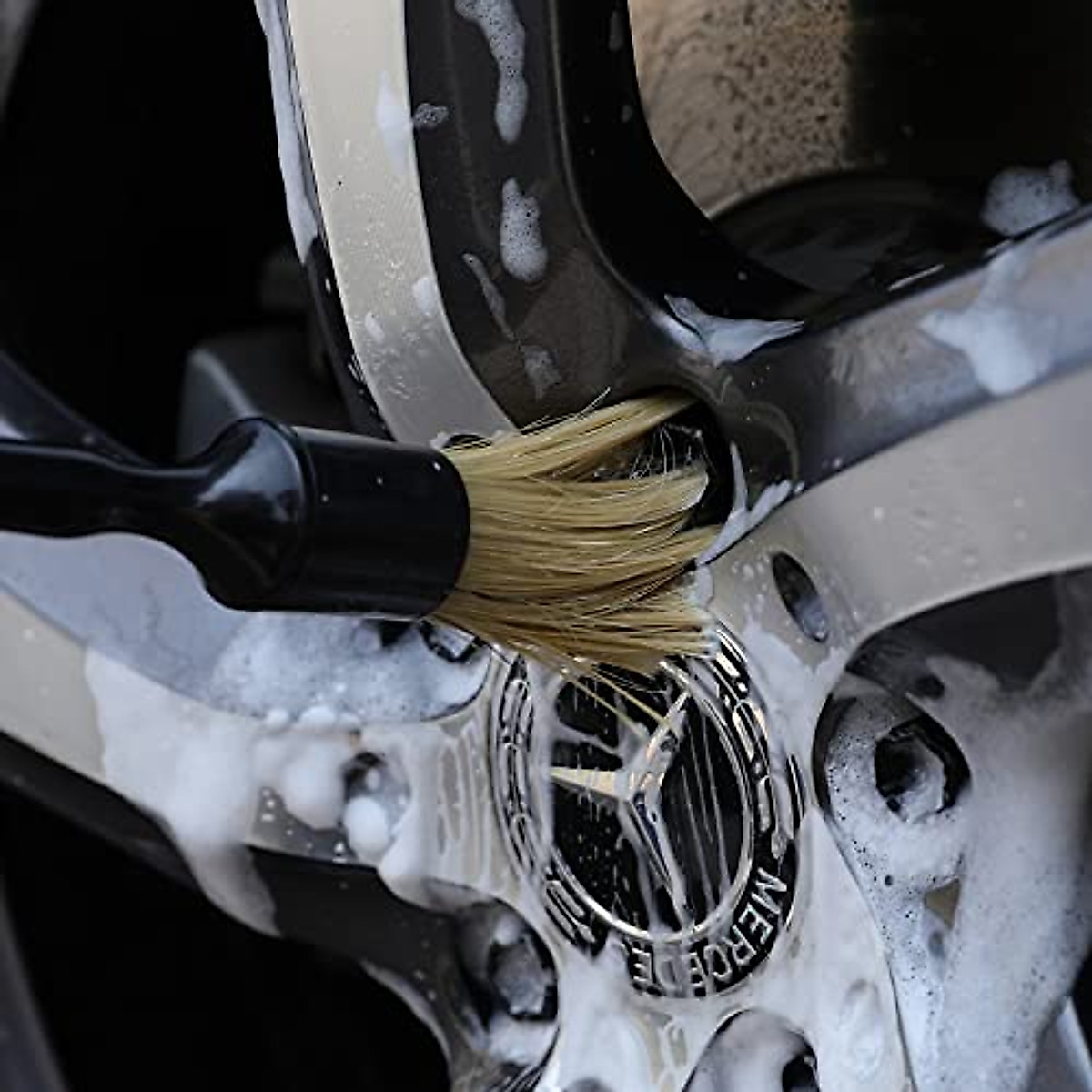 4 PCS Car Boars Hair Detailing Brushes Set, Interior Cleaning Dusting Brushes, Ultra- Soft Auto Detail Brush Perfect Automotive Exterior Cleaning Tool Emblems Wheels Upholstery Air Vents Leather Seat