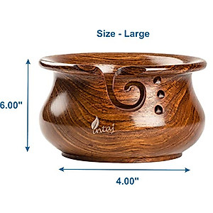 INTAJ Rosewood Yarn Bowl - Yarn Knitting Bowl Handcrafted - Christmas Gift - Wooden Yarn Bowl for Knitting and Crocheting (Turned Rosewood, 6x4")