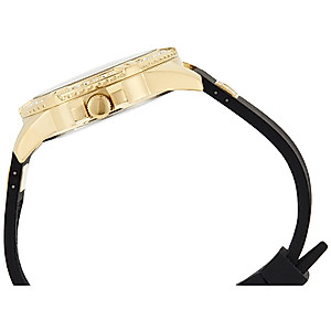 GUESS Gold-Tone Stainless Steel Crystal Encrusted Dial with Black Stain Resistant Silicone Watch (Model: U1160L1)