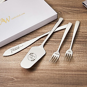 AW BRIDAL ME Too and I Do Wedding Cake Knife and Server Set with Forks, Engraved Cake Cutting Set Pie Dessert Servers Gifts for Wedding Anniversary Bridal Shower Engagement