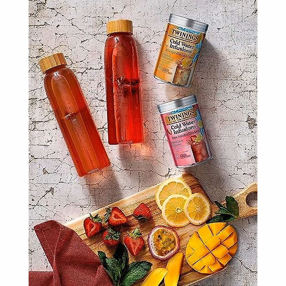 Twinings Cold Infuse Water Enhancer Tea Sampler, Strawberry-Lemon, Mango-Passionfruit, Watermelon-Mint, 12 Count (Pack of 3)