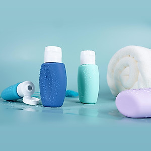 JaneJu Travel Bottles for Toiletries, TSA Approved 3oz 4 Pack Travel Size Containers, Refillable Leak Proof BPA Free Silicone Squeezable Travel Accessories for Shampoo Conditioner Lotion