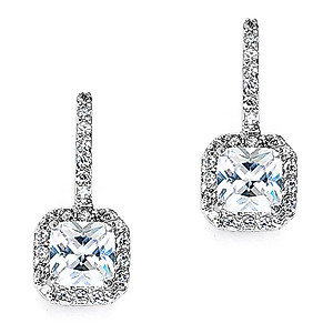 Mariell Radiant-Cut Cubic Zirconia Bridal Earrings, Dangle Earrings for Brides, Wedding Earrings with CZ Crystals, Drop Earrings for Brides, Bridesmaids, Mother of the Bride