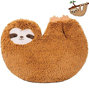 AmyToo Plush Sloth Pillow 16 inch Soft Sloth Plush Toy Stuffed Animal Squishy Neck Pillow Hugging Sloth Room Decoration Birthday Gifts for Toddlers