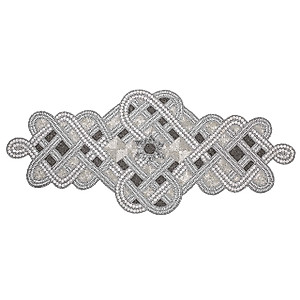 Alpha Living Home Handmade Fancy Scrolled Embroidery Beaded Table Runner for Tabletop and Kitchen Grey/Silver - Home Decor Mat for Wedding Party Family Gathering - Pack of 1 Measure 15.5 x 35 inches