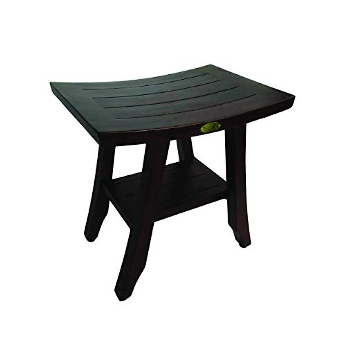 FULLY ASSEMBLED- Satori 18" Eastern Styled Solid Teak Shower Bench WITH SHELF- ADJUSTABLE HEIGHT FOOT PADS