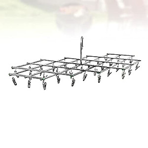 HEALLILY Sweater Hanger Stainless Steel Drying Hanger Clothes Drying Rack Swivel Hook Laundry Drying Rack with 35 Clips for Diapers Bras Towels Socks Underwear Foldable Hanger