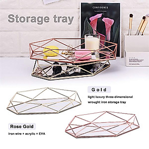 OurHommie Decorative Tray Rose Gold Mirror Jewelry Tray Organizer Rectangle can Hold Cosmetics Makeup Perfume Magazine, Luxury Birthday Day Gift for Girls Women