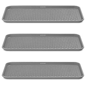 Navaris Boot Trays for Entryway (Set of 3) - 30" x 15" Large Waterproof Shoe Tray for Winter Shoes Boots - Indoor, Front Door, Mudroom, Garage - Gray