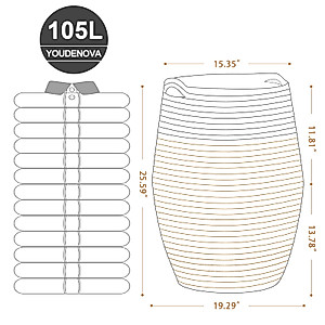 Cotton Rope Laundry Hamper by YOUDENOVA, 105L - Woven Collapsible Laundry Basket - Clothes Storage Basket for Blankets, Laundry Room Organizing, Bedroom Storage, Clothes Hamper – Dark Brown