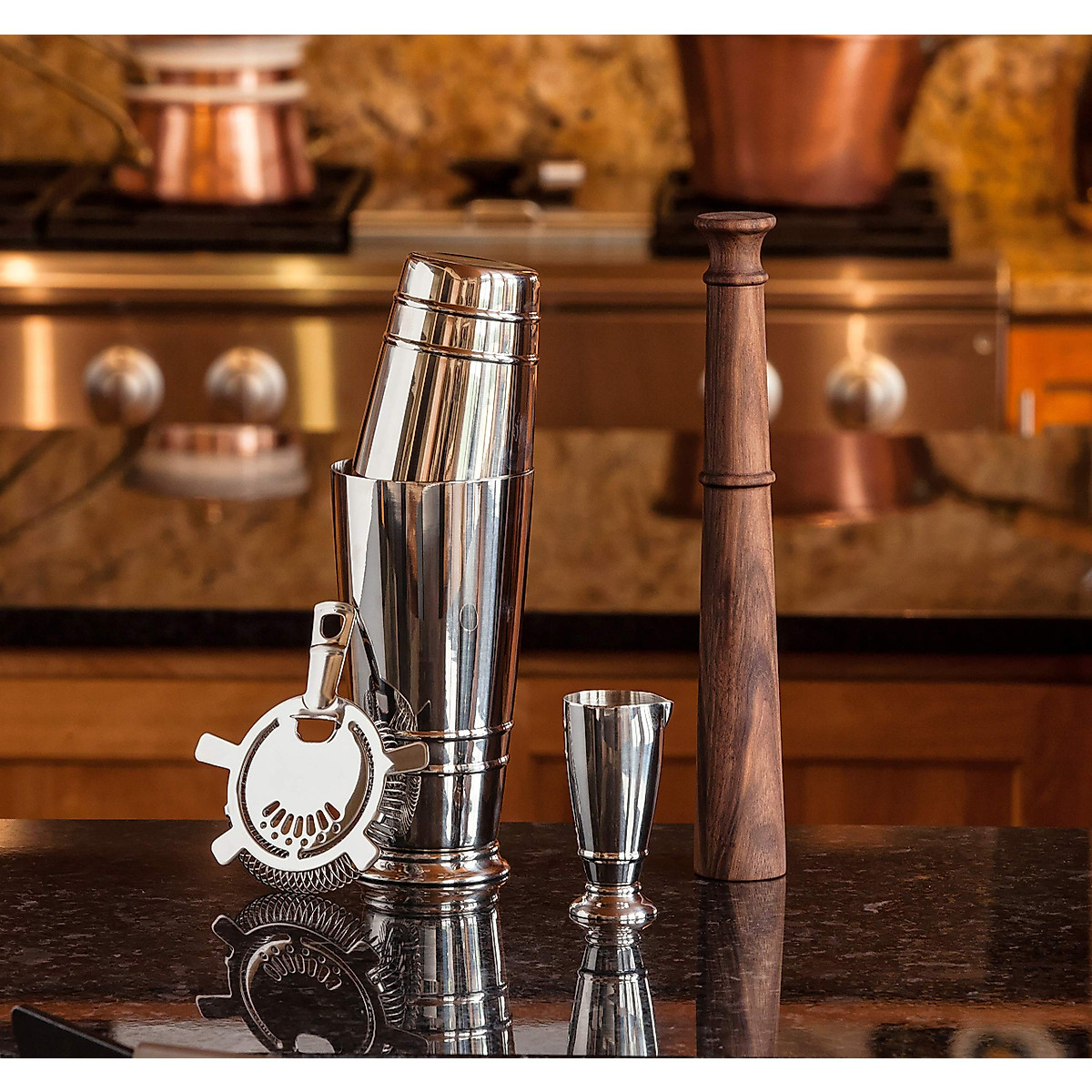 Crafthouse by Fortessa Professional Barware/Bar Tools by Charles Joly, Boston Shaker Gift Set, Silver