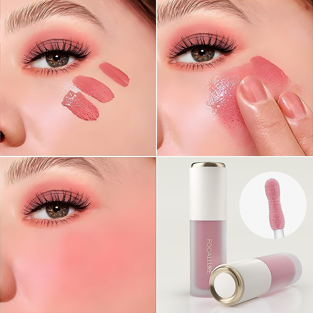 FOCALLURE Silky Cream Liquid Blush,Leaving a Matte Dewy Makeup Look,Easy to Apply and Create a Natural Flush,Long Lasting and Lightweight Cheek Blush Face Makeup,BAD GAME