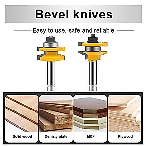 LEATBUY Router Bits Cabinet Door 3 PCS Router Bit Set 1/2-Inch Shank Rail and Stile Round Over Raised Panel Woodworking Wood Cutter, Wood Carbide Groove Tongue Milling Tool(1/2 Line)