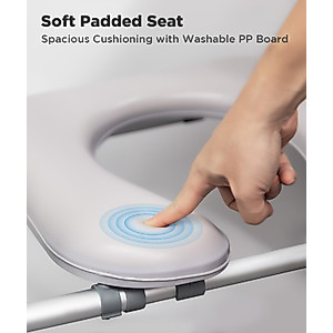 Raised Toilet Seat with Handles, Toilet Seat Risers for Seniors with Adjustable Height & Width, Up to 500 lbs, Elevated Stable Toilet Seat for Seniors, Handicapped, Pregnant, Fits Any Toilet