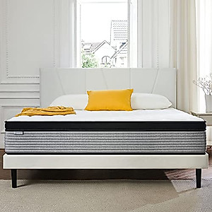 S SECRETLAND King Size Mattress, 10 Inch Hybrid Memory Foam Mattress and Individual Pocket Springs,King Bed in a Box with Pressure Relief and Cooler Cover,Medium Softer King Size