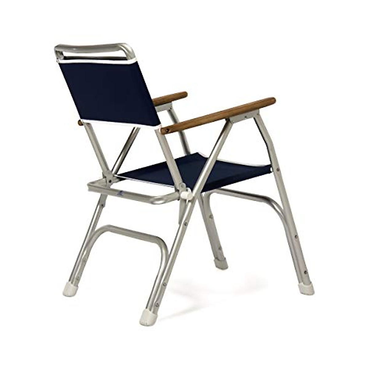 FORMA MARINE Boat Chairs Navy Blue Deck Folding Marine Aluminum Teak Furniture Set of 2 M100NB