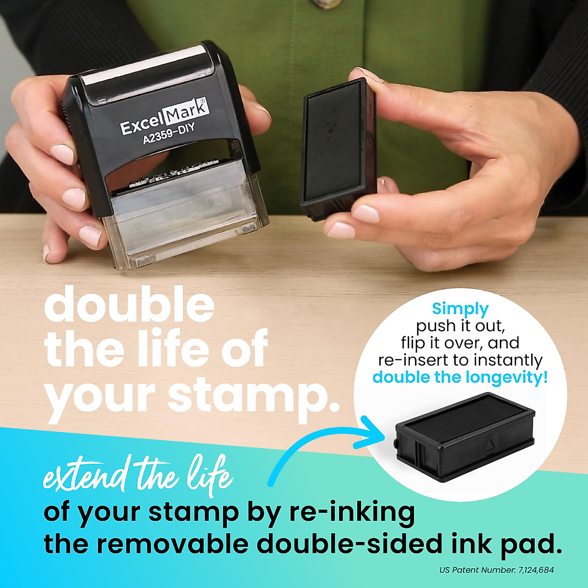 ExcelMark Self-Inking Do It Yourself Stamp Kit - A2359-DIY - Black Ink