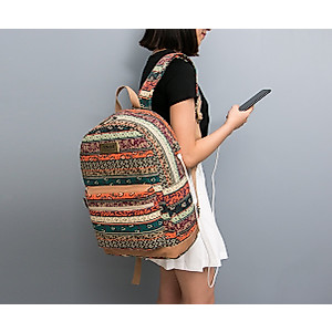 Kinmac New Bohemian Laptop Backpack with Massage Cushioned Straps Student Travel Outdoor Backpack for Laptop Up to 15.6 Inch