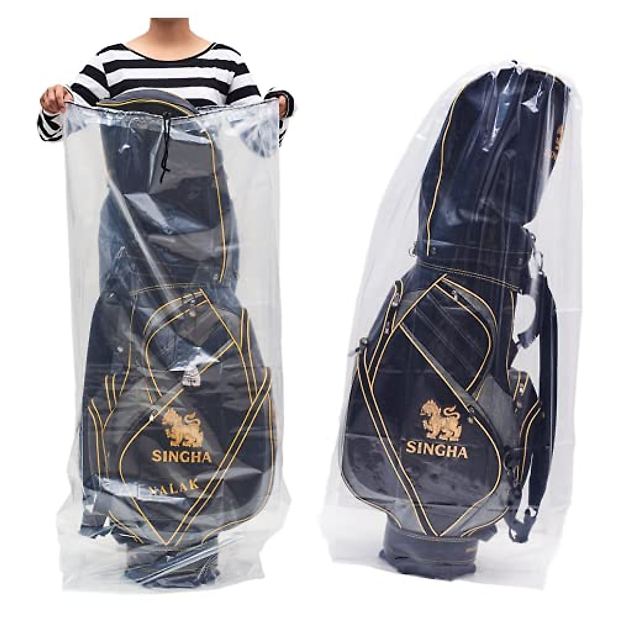 Big Plastic Bags Multi-Purpose Drawstring Bag Set Dust Cover For Keeping Golf's Bag, Picnic Mattress Good for Household Organizing Reusable Set of 2 Sizes