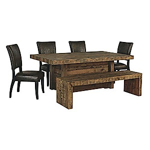 Signature Design by Ashley Sommerford Farmhouse Reclaimed Pine Wood Dining Table, Seats up to 6, Brown