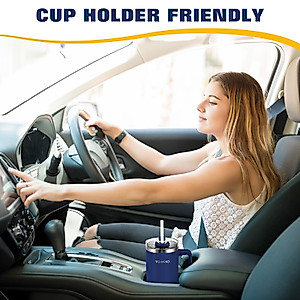 WYHVAND 40 oz Tumbler with Handle, Stainless Steel Insulated Tumbler with Lid and Straw Keeps Drinks Cold and Hot，The Best Birthday Gifts for Family，Friends -Navy