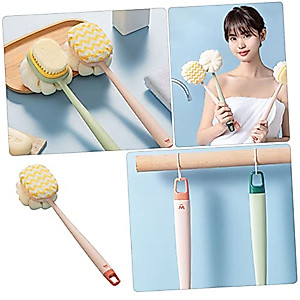 FOMIYES Double Sided Scrub Brush Natural Loofah Sponge Shower Scrub Brush for Body Cleaning Scrubber Shower Sponge Brush Bath Body Brush Handle Back Washer Bath Brush Scrub Bath Supplies