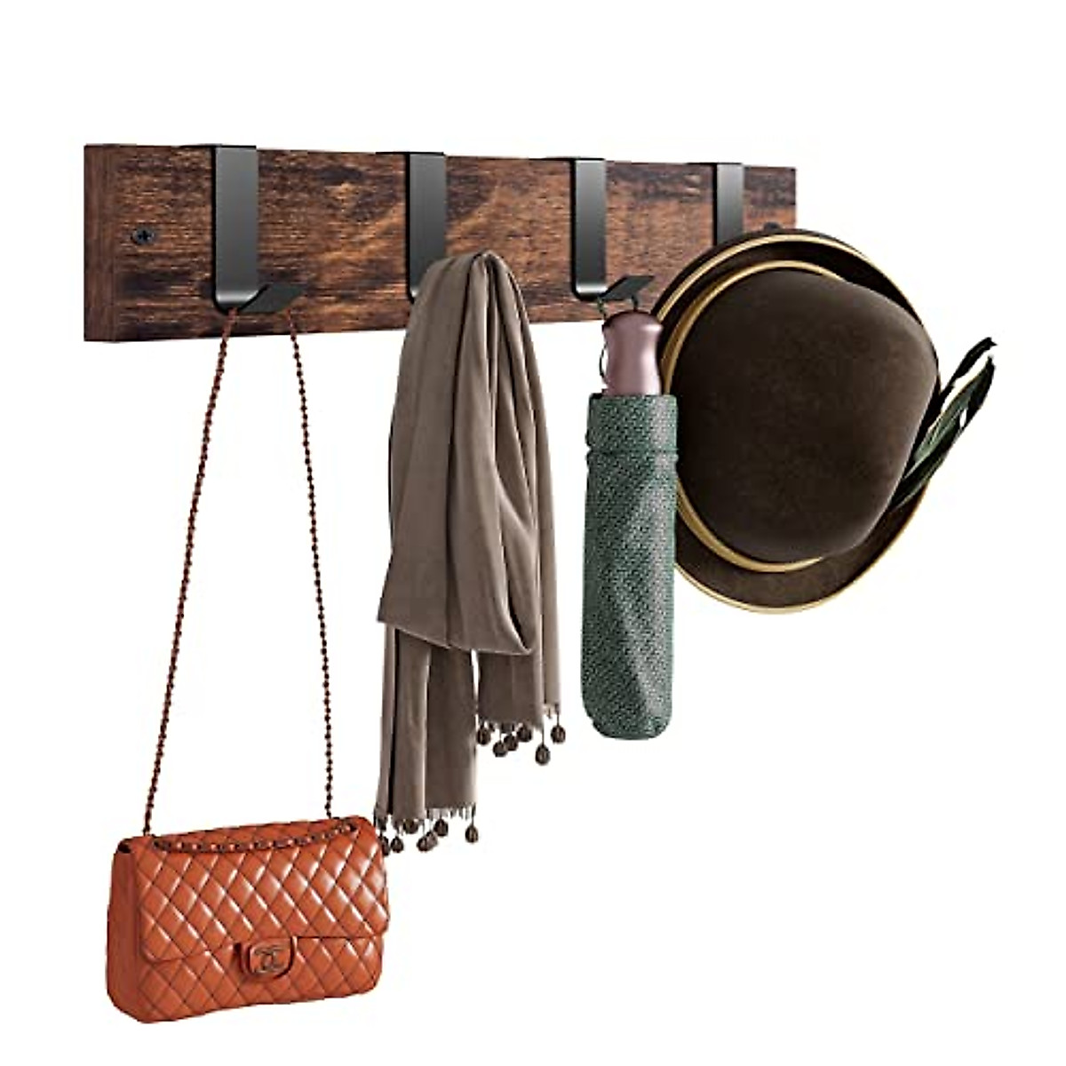 JOIN IRON Wall Hook Mounted Hanging Rack with 4 Hooks-Entryway, Hallway, Or Bedroom-Storage Organization for Coats, Towels, Bags Beautiful Home (Board + Hook)