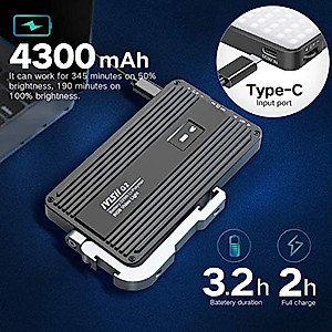 IVISII G2 RGB Portable On Camera Light, Built-in 4300mAh Lithium Battery Video Conference Lighting, 2600-10000K 12W Full Color LED Light Panel for Photography, Studio, Wedding Shooting