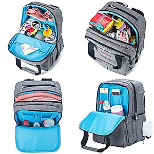 HYBLOM Diaper Bag Backpack With Baby Stroller Straps For Mom Dad, Multi-function Comfortable Nappy Bag Organizer Insulated Pockets, Mommy Backpack, Dark Grey