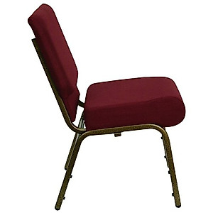 Flash Furniture HERCULES Series 21''W Stacking Church Chair in Burgundy Fabric - Gold Vein Frame