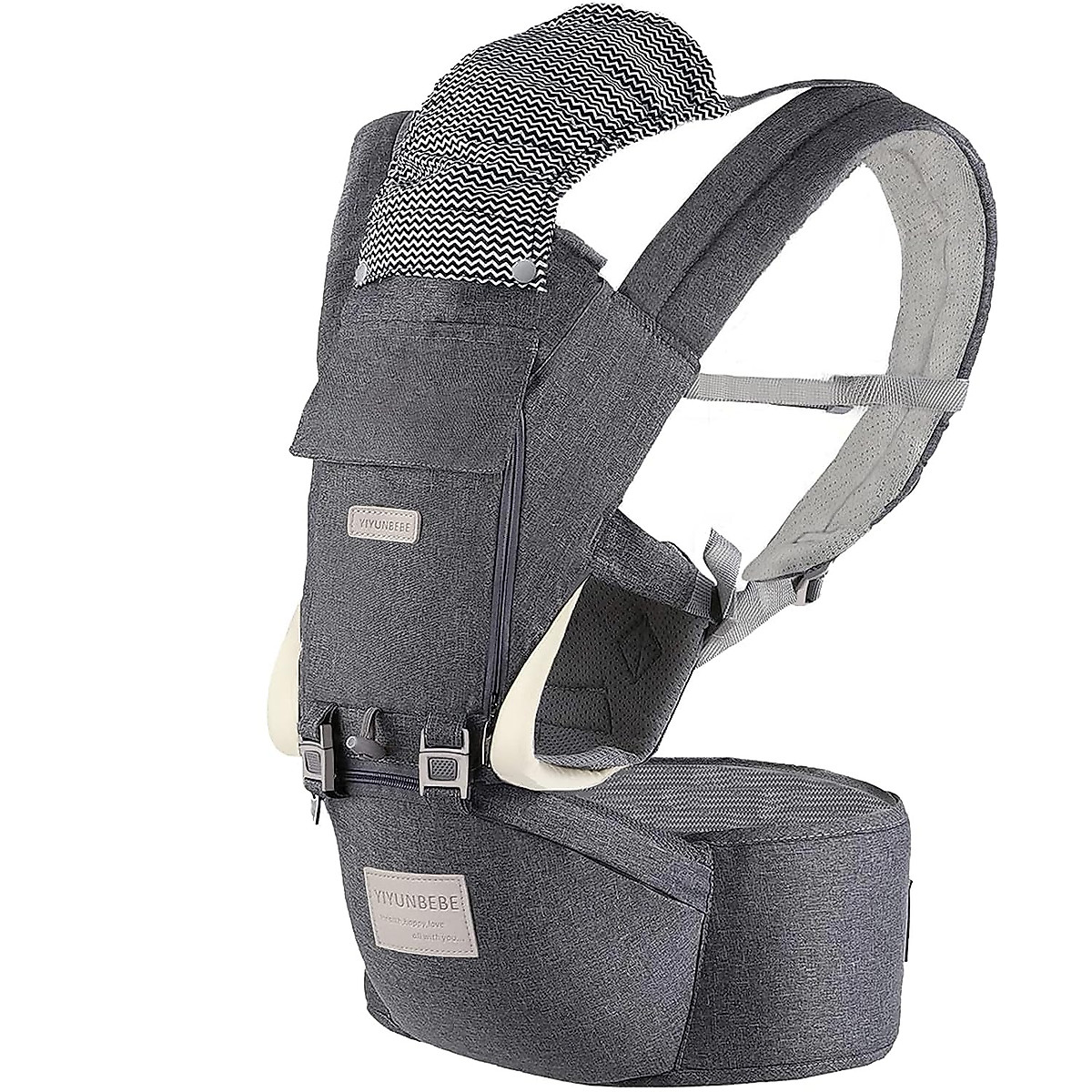 YIYUNBEBE Baby Carrier Newborns to Toddler 7-45 lbs All Seasons Foldable Baby Carriers Front and Back with Hip Seat Lumbar Support for Outdoor Hiking(Dark Grey)