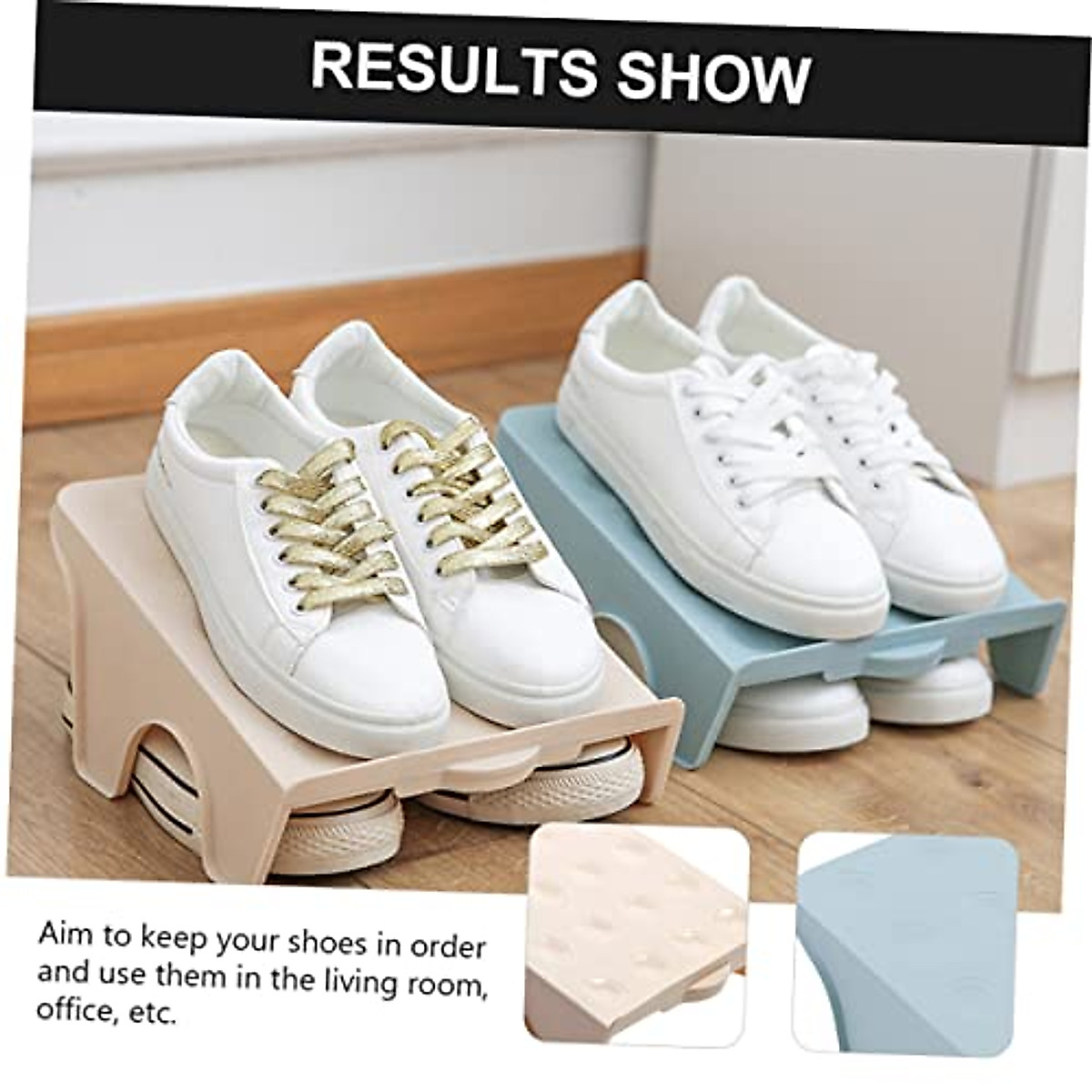 WOONEKY 3pcs Double Shoe Tray Sneaker Shelf Clear Shoe Rack Shoes Insert Rack Sandals Shoes Slots Racks Shoe Stacker Slots Home Supply Practical Shoes Holder Footwear Storage Rack Shoebox