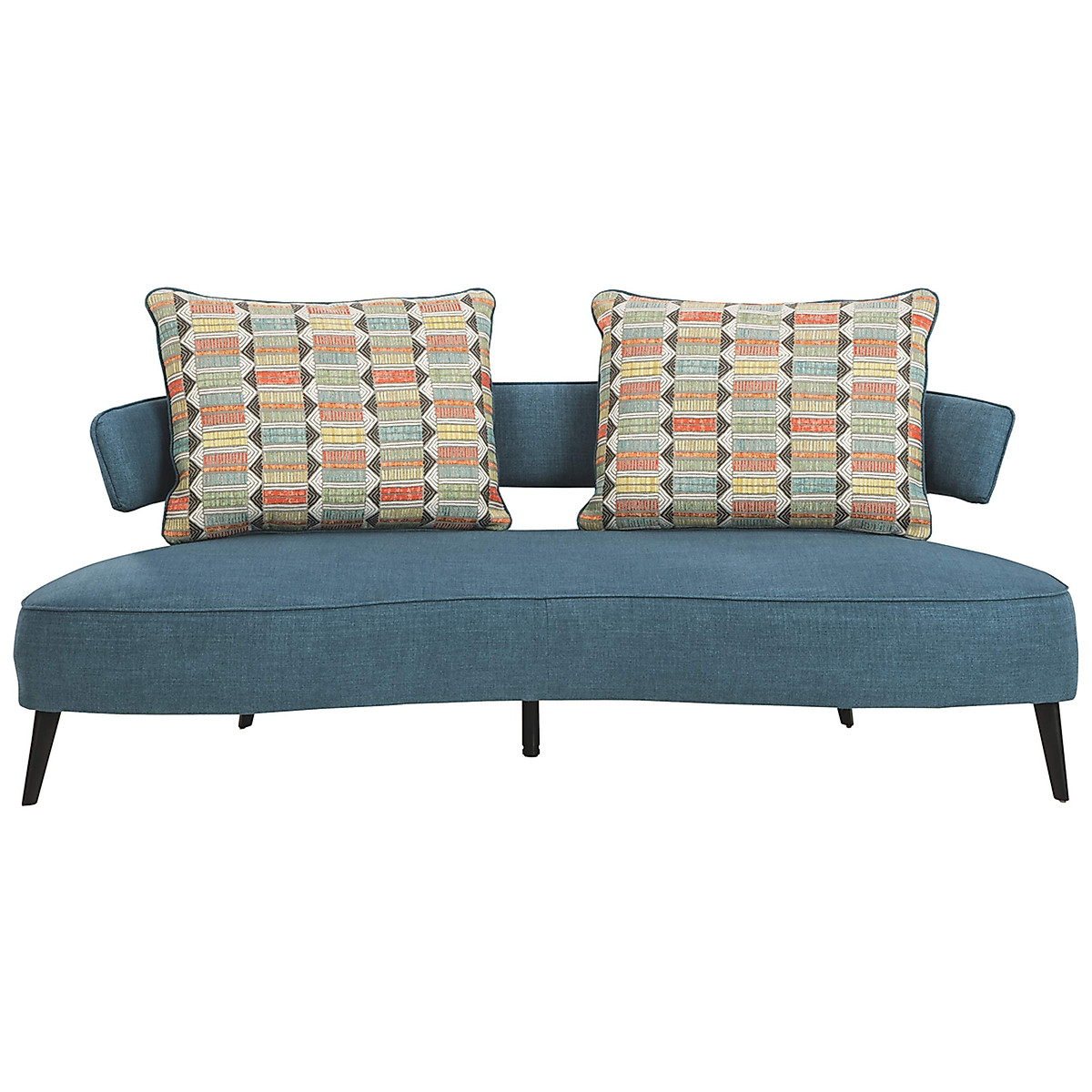 Signature Design by Ashley Hollyann Mid-Century Modern Sofa with 2 Back Pillows, Blue