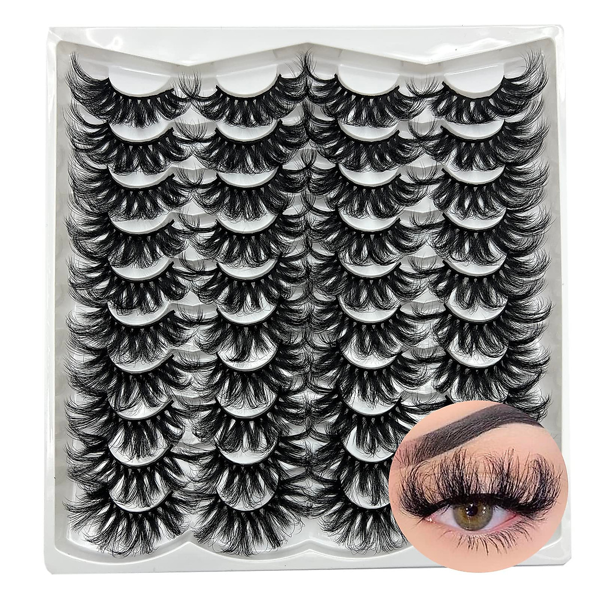 Dramatic 25 MM Mink Lashes Fluffy 5D Mink Eye Lashes Pack Reusable Long Wispies False Eyelashes Bulk