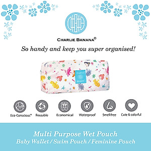 Charlie Banana Baby Multi-Purpose Waterproof Reusable and Washable Wet Pouch, Diva Ballerina