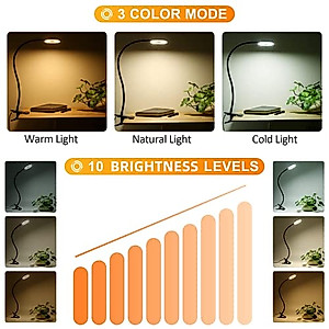 Dpower Clip on Light Reading Lights, 48 LED USB Desk Lamp with 3 Color Modes 10 Brightness, Eye Protection Book Clamp Light, 360 ° Flexible Gooseneck Clamp Lamp for Desk Headboard Video Conferencing