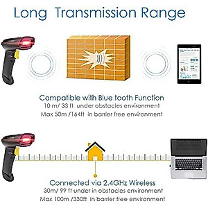 NETUM 2D Barcode Scanner, Compatible with 2.4G Wireless & Bluetooth & USB Wired Connection, Connect Smart Phone, Tablet, PC, 1D Bar Code Reader Work for QR PDF417 Data Matrix NT-1228BL