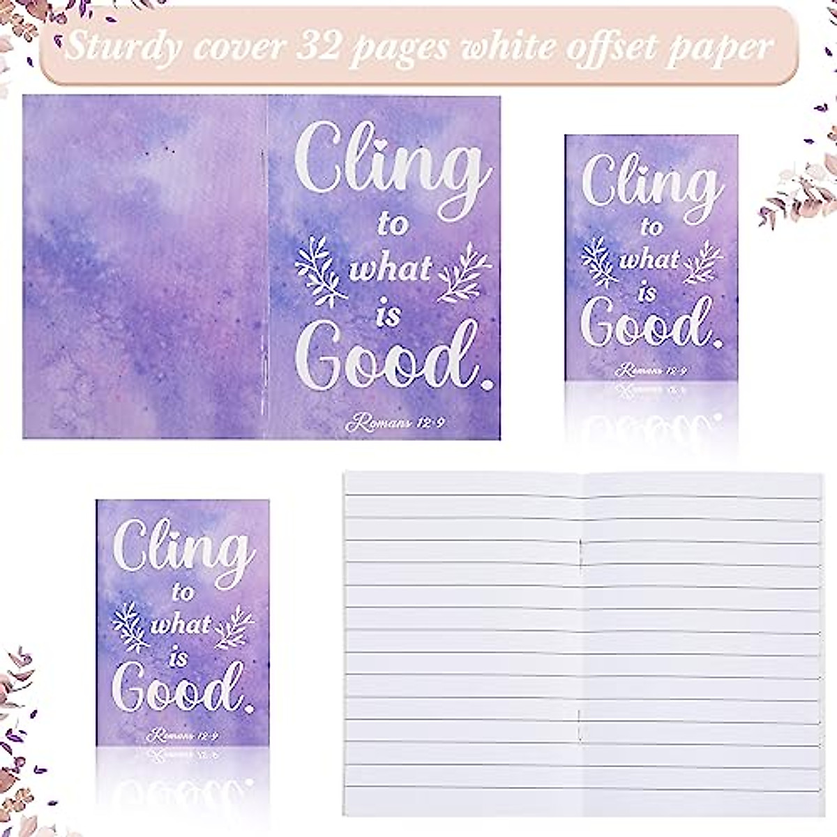 24 Pcs Bible Verse Notebook Religious Motivational Notepads Small Pocket Journal Inspirational Notepads Christian Scripture Notebooks for Office School Travel Supplies, 3.3 x 4.7 Inch (Watercolor)