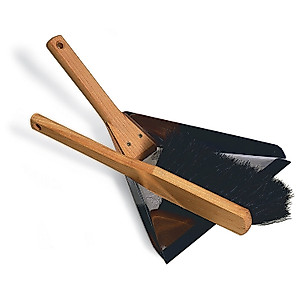 REDECKER Heavy Duty Stainless Steel Delta Dust Pan, Large Dustpan with 14-1/8-Inches Oiled Beechwood Handle for Home and Outdoor Use, Industrial Quality, Made in Germany