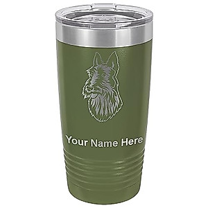 LaserGram 20oz Vacuum Insulated Tumbler Mug, Scottish Terrier, Personalized Engraving Included (Camo Green)