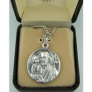 CB Silver Toned Base Patron Saint Joseph the Worker Father Medal, 7/8 Inch