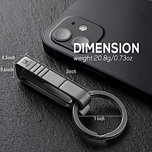 FEGVE Titanium Belt Key Clip with Key Ring, Belt Key Holder Key Chain Clip Black Keychain for Men(Grey)