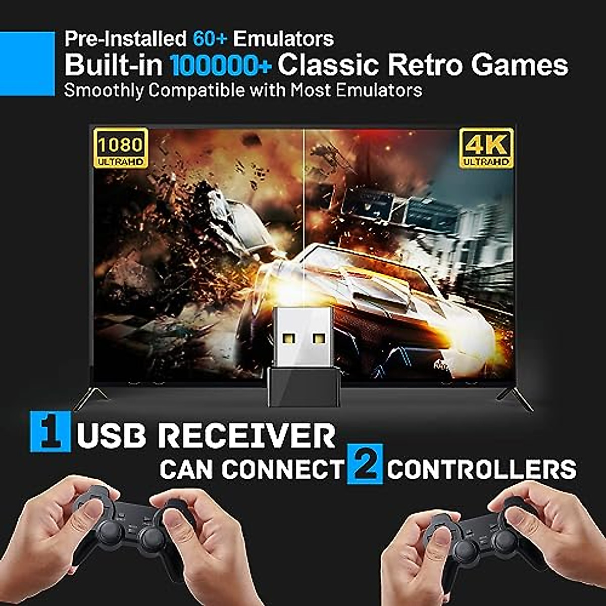 Kinhank Super Console X2 Retro Game Console with 100,000+Games, Video Game Console with EmuElec 4.5&Android TV 9.0,4K HD Emulator Console,Game Consoles Compatible with Most Emulators,2.4+5G,BT 5.0