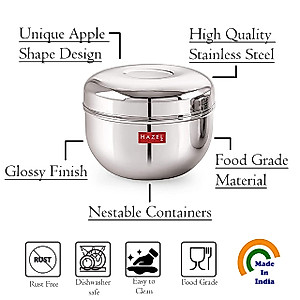 HAZEL Stainless Steel Container Set - 650 Ml, 3 Pieces, Silver